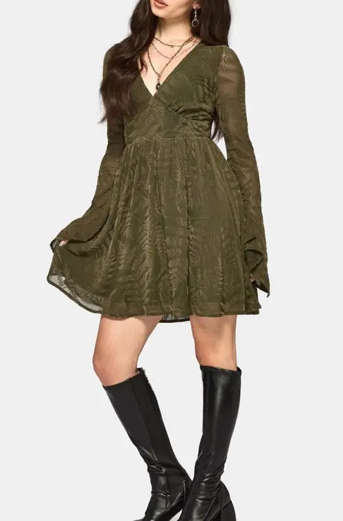 DISTURBIA Lunafern Flute Sleeve Mini Dress