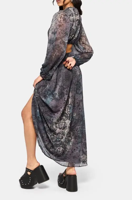 DISTURBIA Gaia Celestial Print Chiffon Maxi Dress