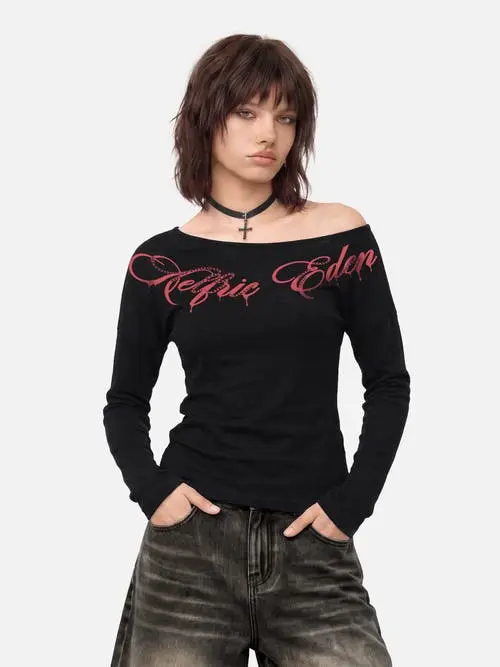 AELFRIC EDEN Off The Shoulder Long Sleeve Tee - Black