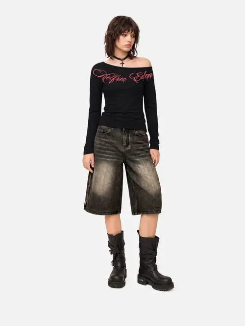 AELFRIC EDEN Off The Shoulder Long Sleeve Tee - Black