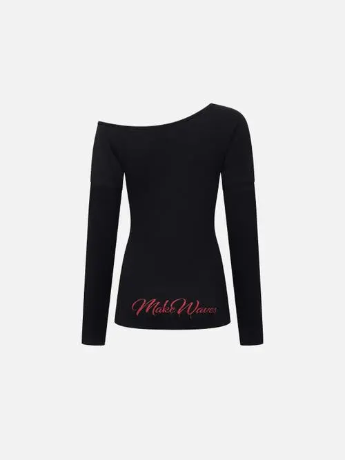 AELFRIC EDEN Off The Shoulder Long Sleeve Tee - Black