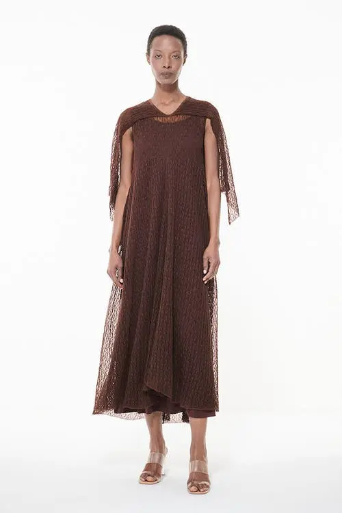 LEEM Textured Open Knit Cape Dress