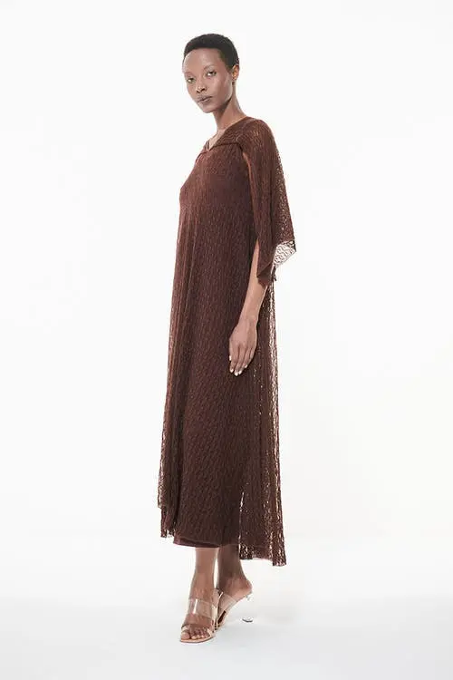 LEEM Textured Open Knit Cape Dress