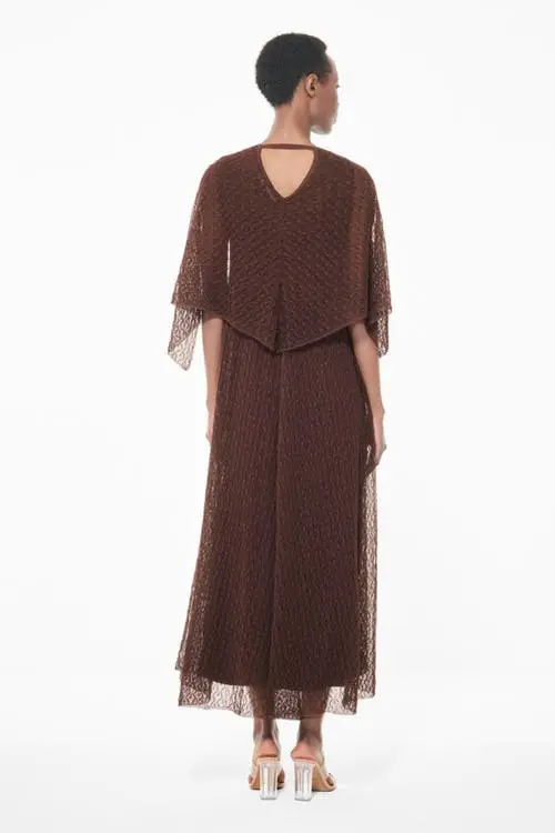 LEEM Textured Open Knit Cape Dress
