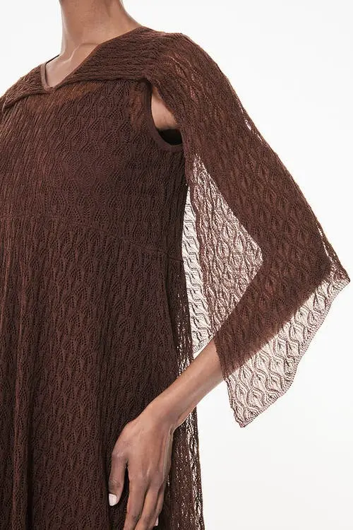 LEEM Textured Open Knit Cape Dress