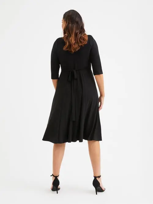 SCARLETT & JO Cowl Neck '1940s' Dress - Black