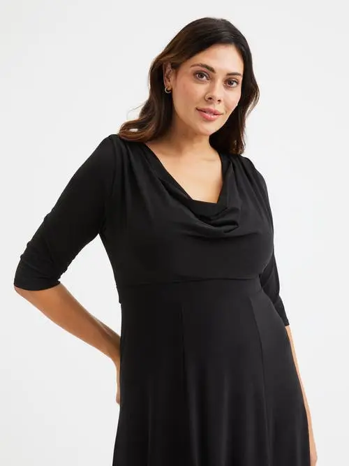 SCARLETT & JO Cowl Neck '1940s' Dress - Black