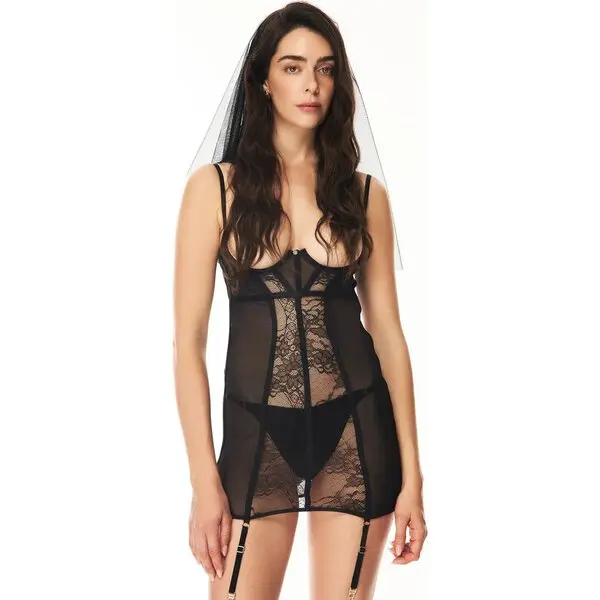HOUSE OF SILK Valerie Garter Dress - Black