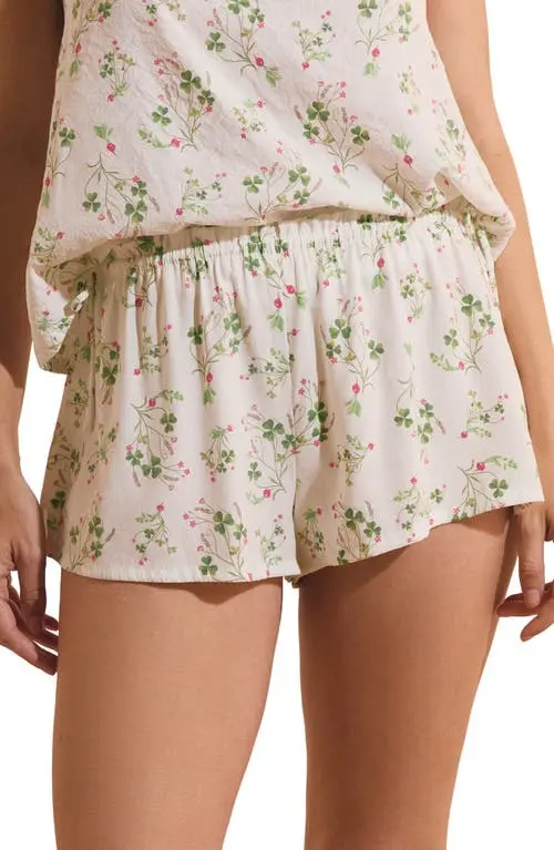 ETAM Tillieul Clover & Radish Print Pajama Shorts - White
