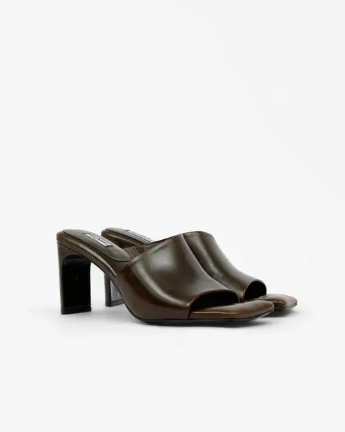 MI/MAI Alba Leather Heeled Mule Sandals