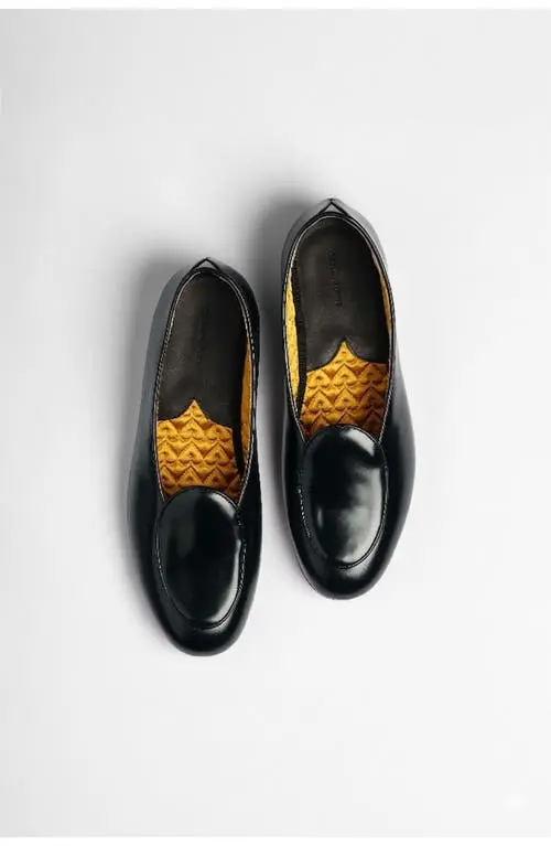 FORTELA Smokedbone Hampton Abrasive Leather Slipper - Black