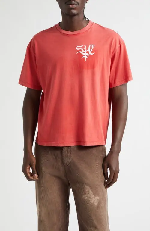 STOCKHOLM SURFBOARD CLUB Crest Organic Cotton Graphic T-shirt - Red
