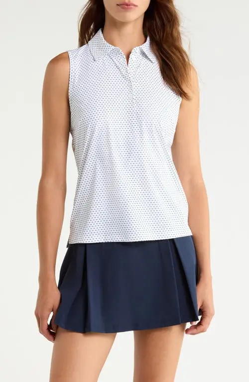 G/fore Geo 2 Silky Tech Performance Sleeveless Polo - Snow/twilight