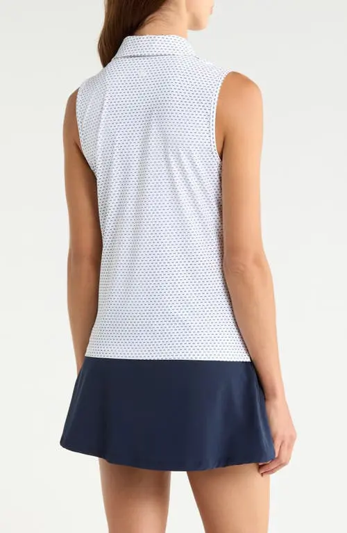G/fore Geo 2 Silky Tech Performance Sleeveless Polo - Snow/twilight