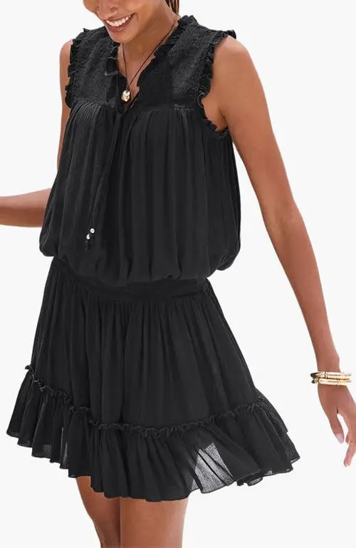 LASCANA Ruffle Trim Dress - Black