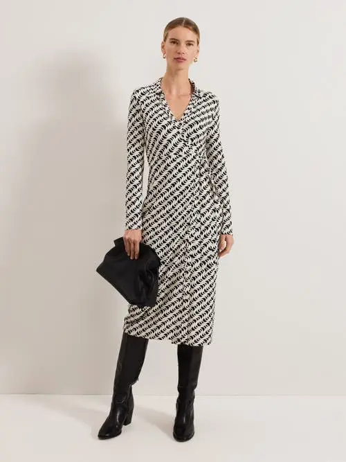 PHASE EIGHT Gina Geo Wrap Dress - Navy/ivory