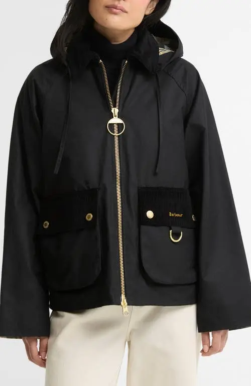 Barbour Carville Waxed Cotton Jacket - Black/ancient