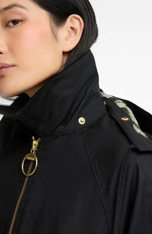 Barbour Carville Waxed Cotton Jacket With Drawcord Hood - Black/ancient