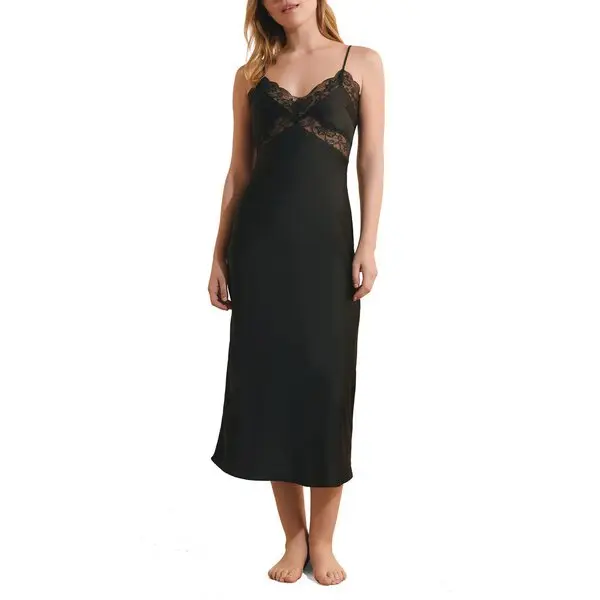 ETAM Desire Lace Accent Satin Long Nightgown