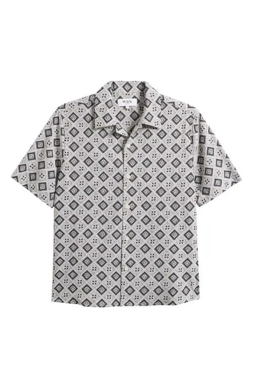 WAX LONDON Didicot Tile Print Stretch Cotton Camp Shirt