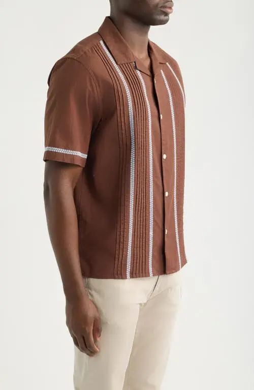 WAX LONDON Didcot Pintuck Stripe Camp Shirt