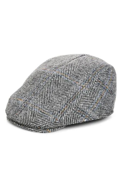 OPEN EDIT Herringbone Wool Newsboy Cap - Grey