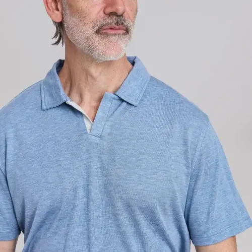 RYE 51 The Everett Johnny Collar Polo - Sky Blue