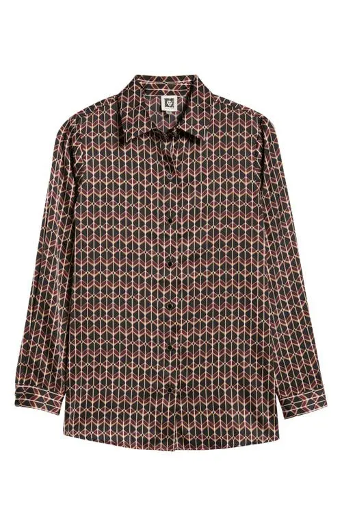 Anne Klein Printed Long Sleeve Button Front Shirt