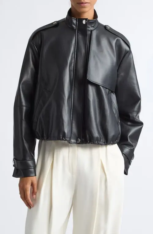 TOCCIN Alyssa Faux Leather Funnel Neck Bomber