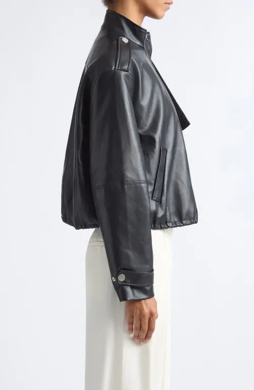 TOCCIN Alyssa Faux Leather Funnel Neck Bomber
