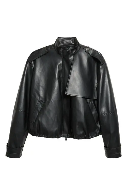 TOCCIN Alyssa Faux Leather Funnel Neck Bomber