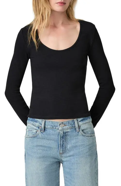 Paige Newport Stretch Cotton Rib T-shirt - Black