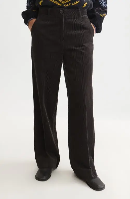 Scotch & Soda Cleo High Waist Wide Leg Corduroy Pants - Meteorite