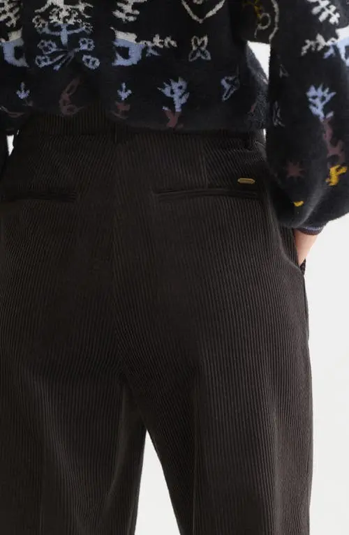 Scotch & Soda High Waist Wide Leg Corduroy Pants - Meteorite