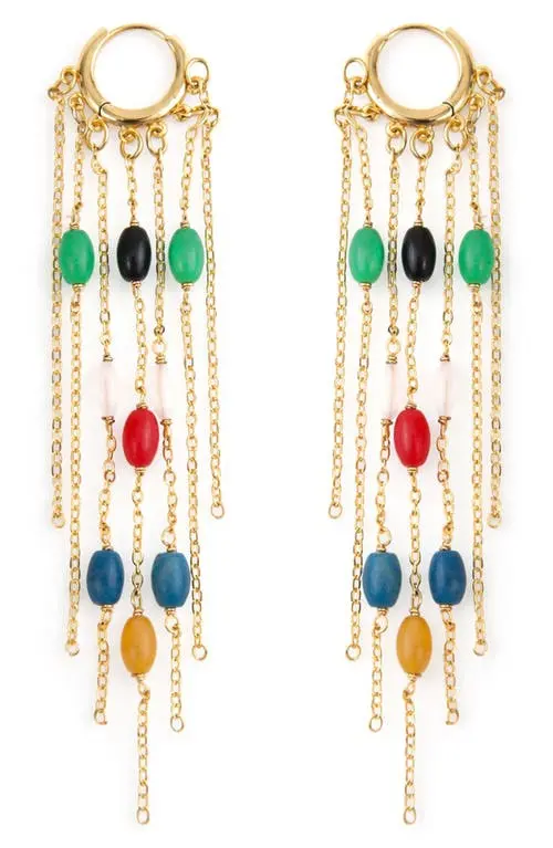 PANACEA Stone Fringe Hoop Drop Earrings