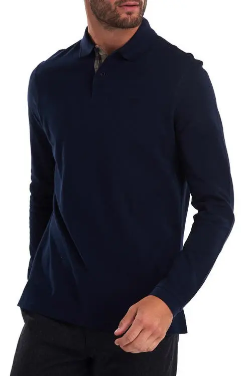 Barbour Solid Long Sleeve Sports Polo