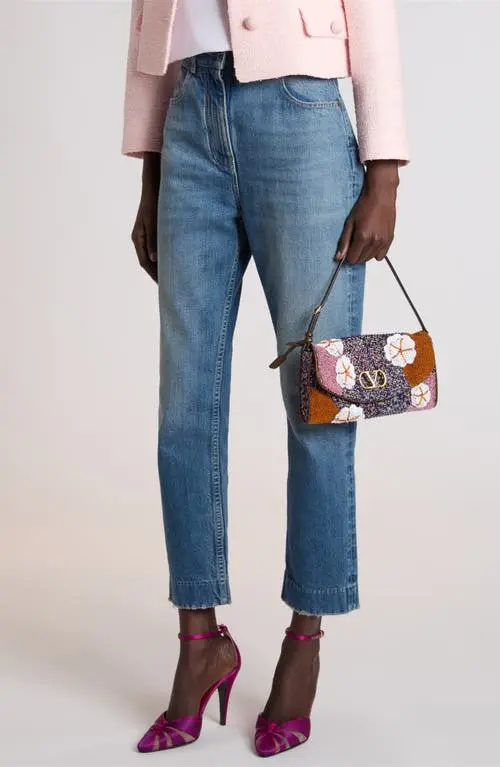 Valentino Garavani Small Devain Beaded Silk Shoulder Bag