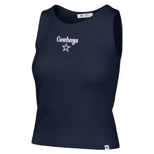 '47 Dallas Cowboys Cropped Straight Cut Ribbed Baby Tank Top - Navy