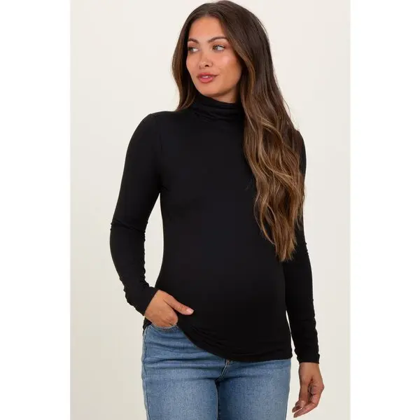 PINKBLUSH Brushed Knit Basic Turtleneck Top