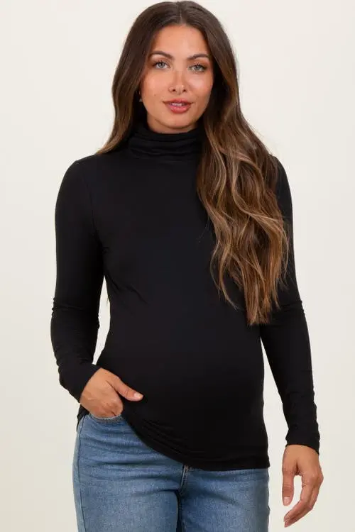 PINKBLUSH Brushed Knit Basic Turtleneck Top