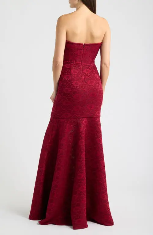 Black Halo Kristy Strapless Lace Mermaid Gown