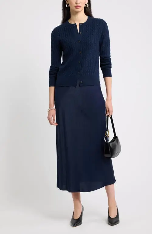 Nordstrom Cashmere Mini Cable Cardigan - Navy Night