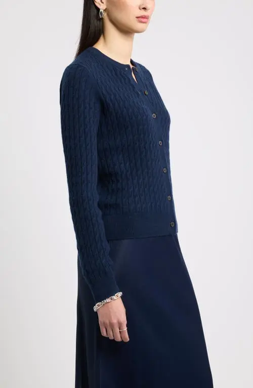 Nordstrom Cashmere Mini Cable Cardigan - Navy Night