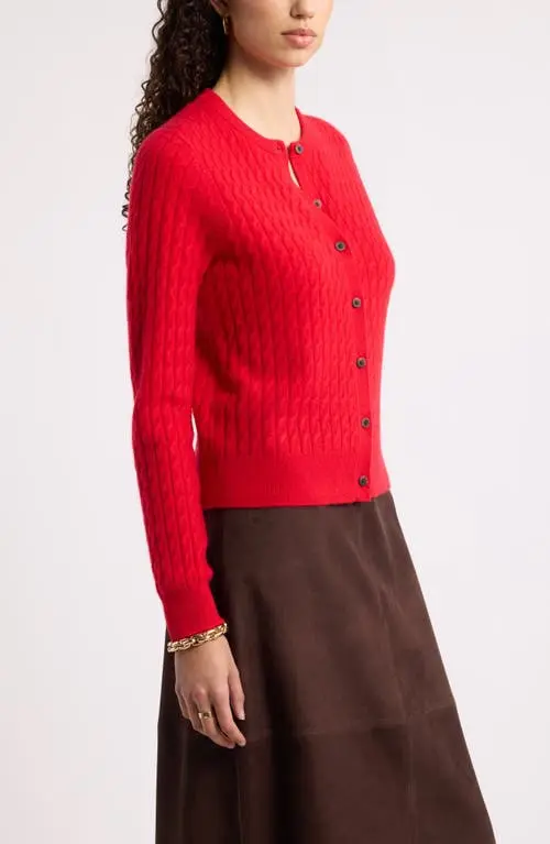 Nordstrom Cashmere Mini Cable Cardigan - Red Celebration