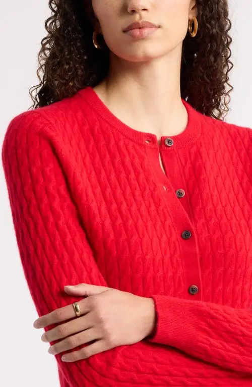 Nordstrom Cashmere Mini Cable Cardigan - Red Celebration