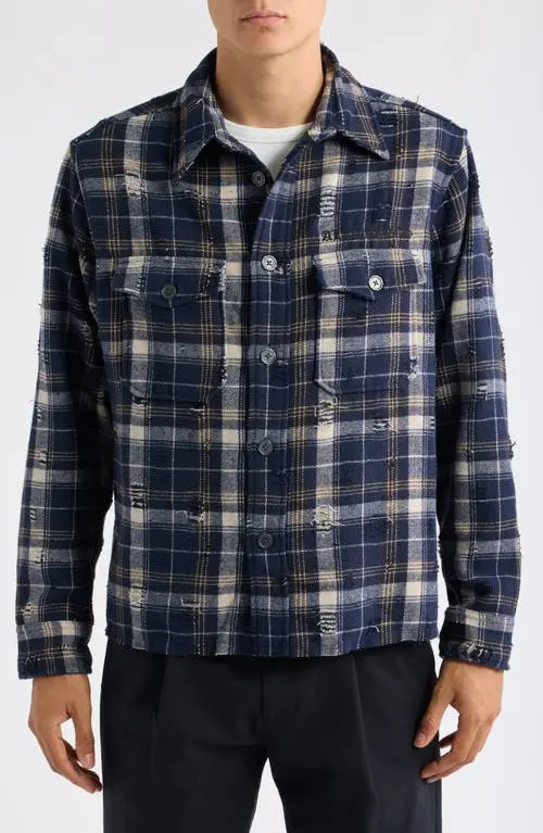 ALLSAINTS Rei Distressed Plaid Cotton Button-up Shirt