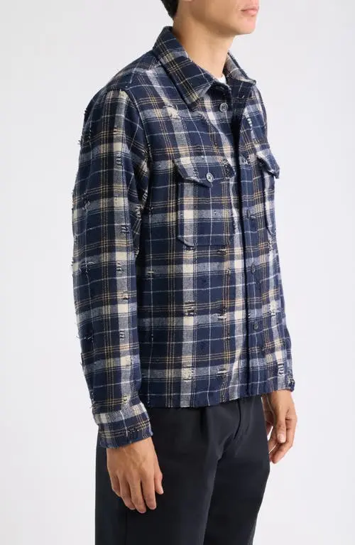 ALLSAINTS Rei Distressed Plaid Cotton Button-up Shirt