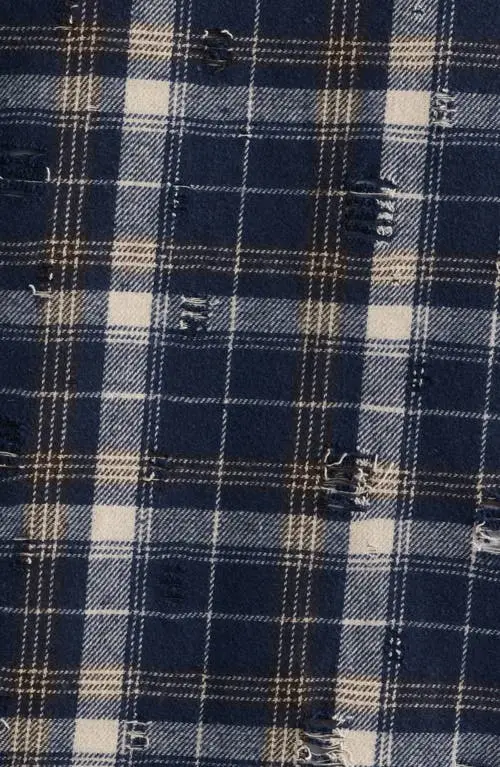 ALLSAINTS Rei Distressed Plaid Cotton Button-up Shirt