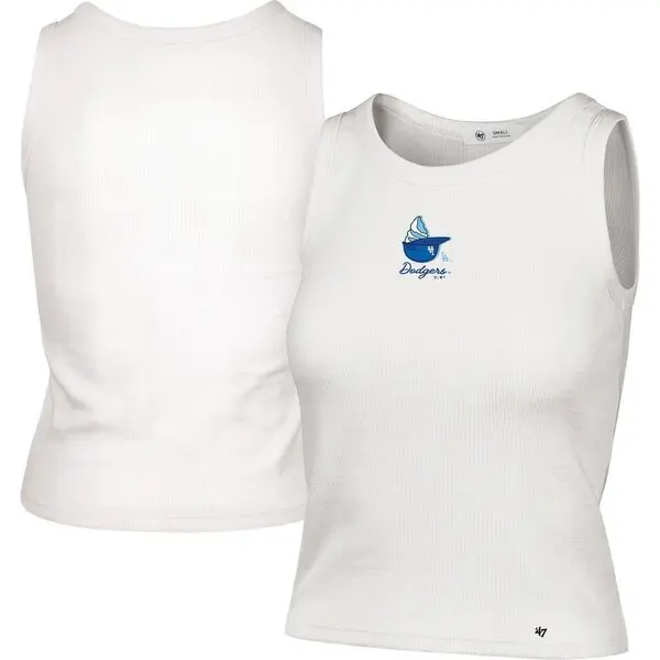 '47 Los Angeles Dodgers Single Swirl Ribbed Baby Tank Top - Cream