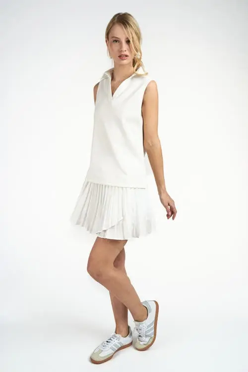 ELLE COLLECTION Sleeveless Polo - White
